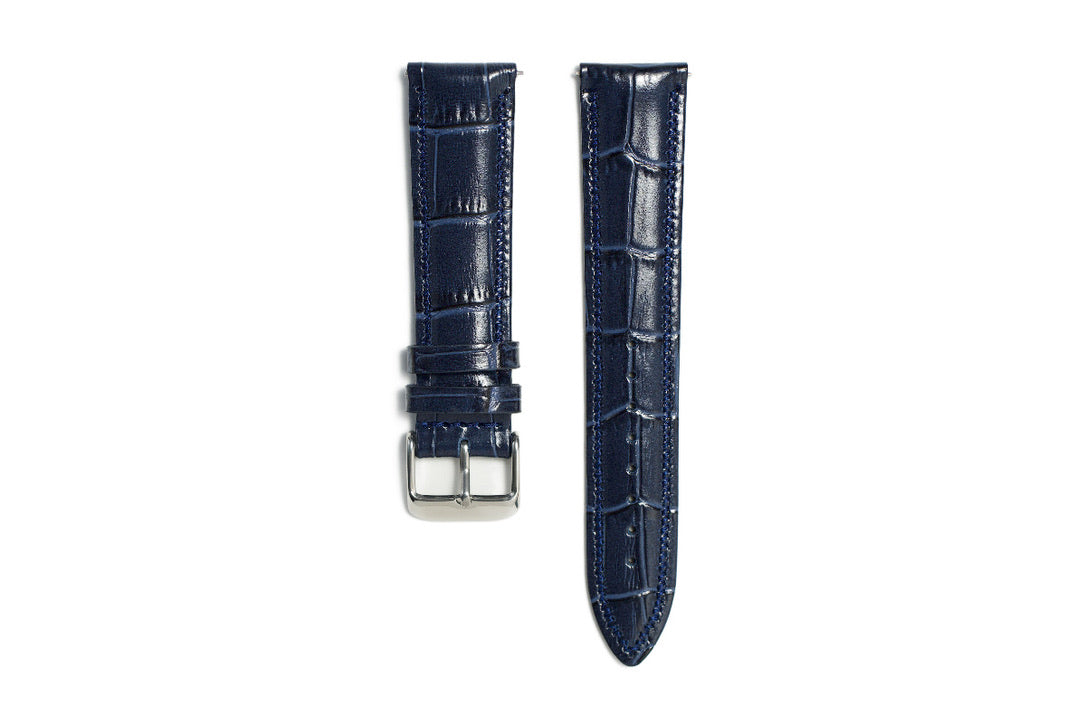 Grotta Watch Strap Blue Glossy Large Scale Croco